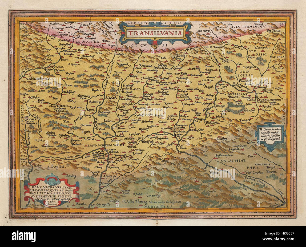 Johannes Sambucus's 1575 map of Transylvania, printed by Abraham ...
