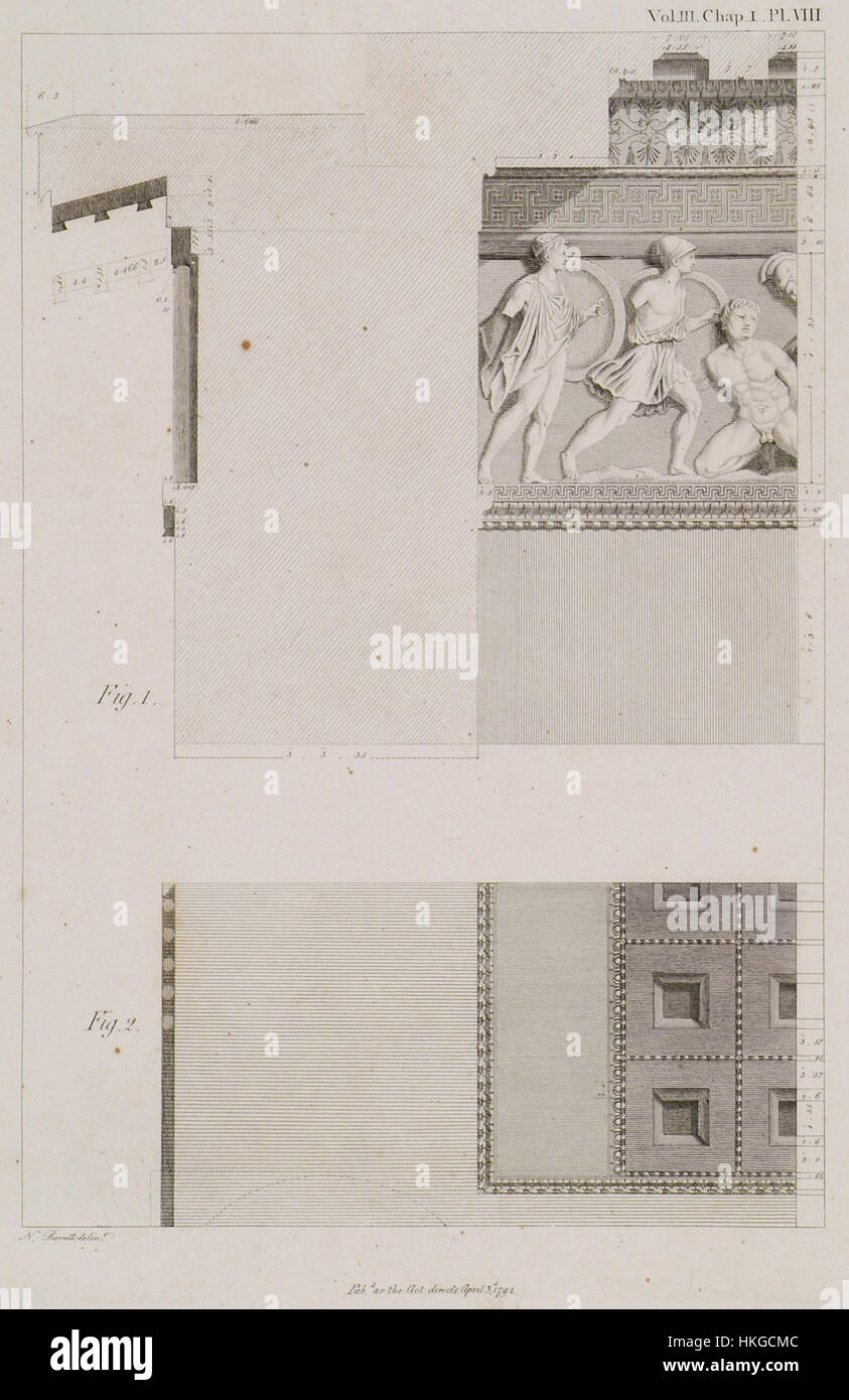 This work illustrates the detailed section of the entablature and ...