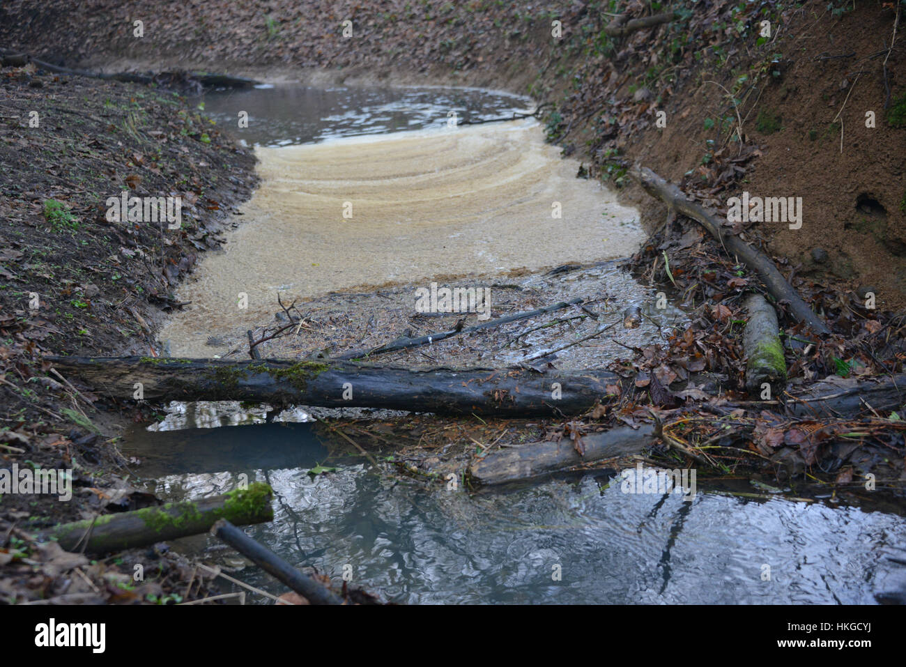 Stagnant water on stream flowing through part of the north Oxfordshire ...