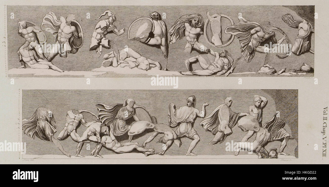 These basso relievo pieces, from the Ionic temple of 1787, feature ...