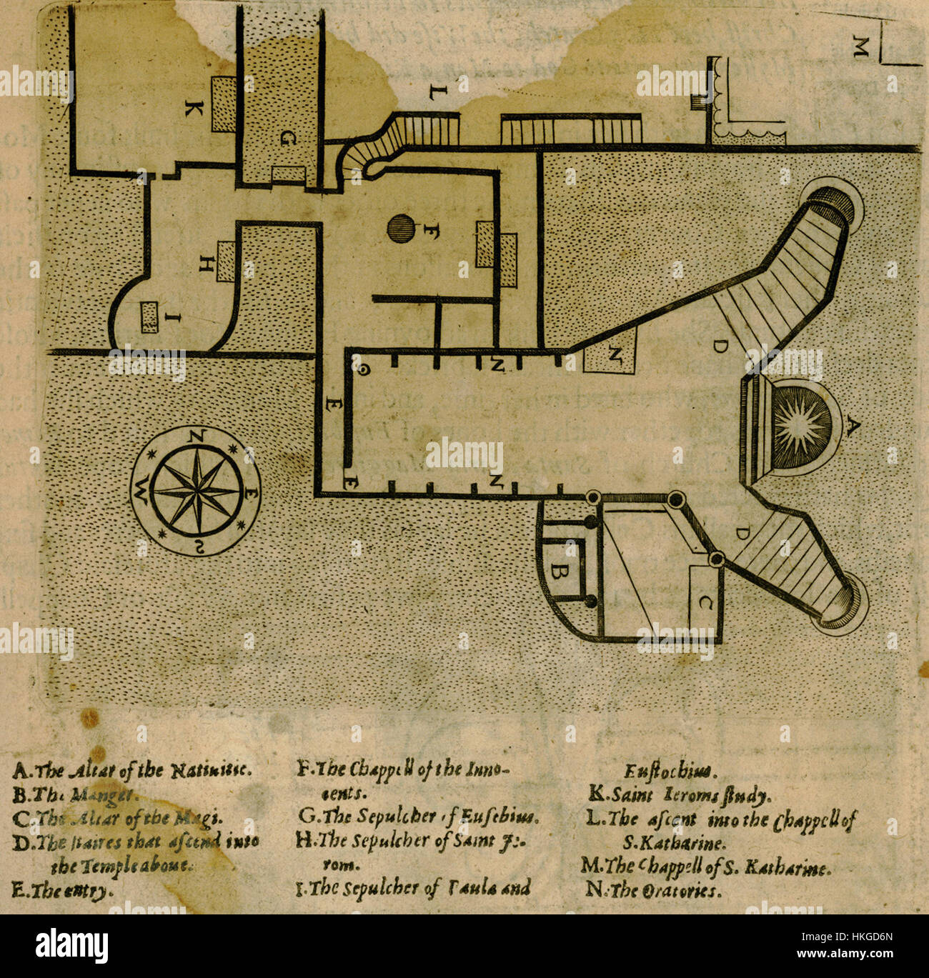This 1615 plan by George Sandys depicts the Basilica of the Nativity in ...