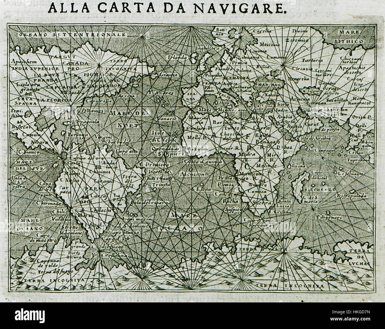 This 1620 painting by Tomaso Porcacchi depicts a map or chart for ...