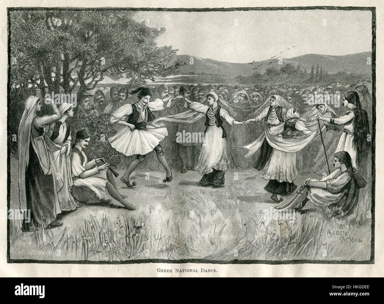 'Greek national dance,' painted by John Pentland Mahaffy in 1890 ...