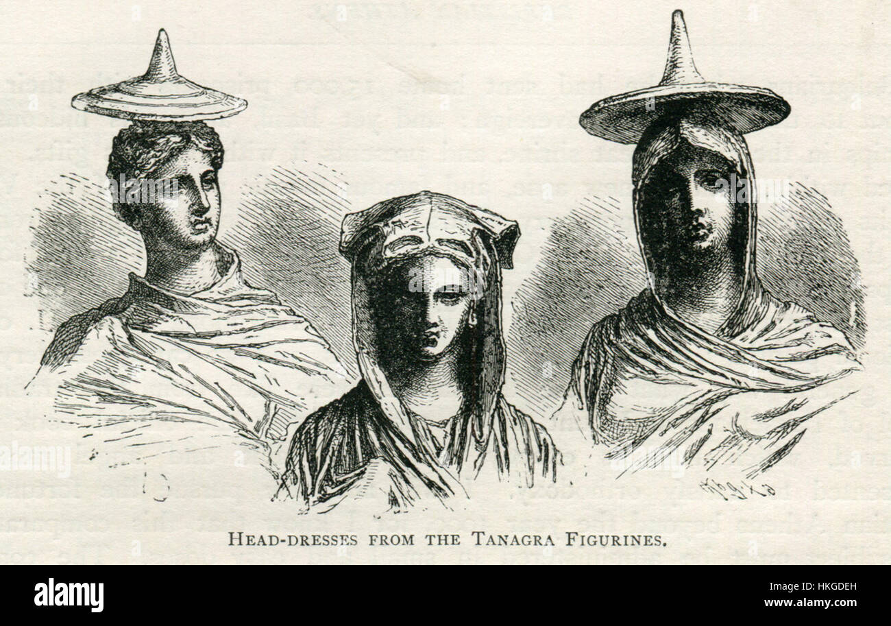 This image showcases head dresses from Tanagra figurines, originally ...