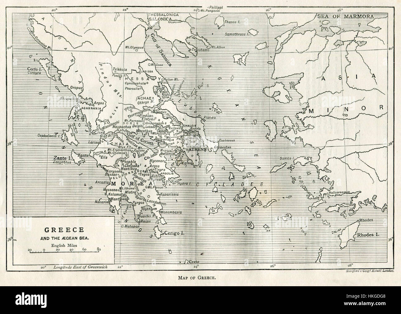 The 1890 map of Greece by John Pentland Mahaffy provides detailed ...