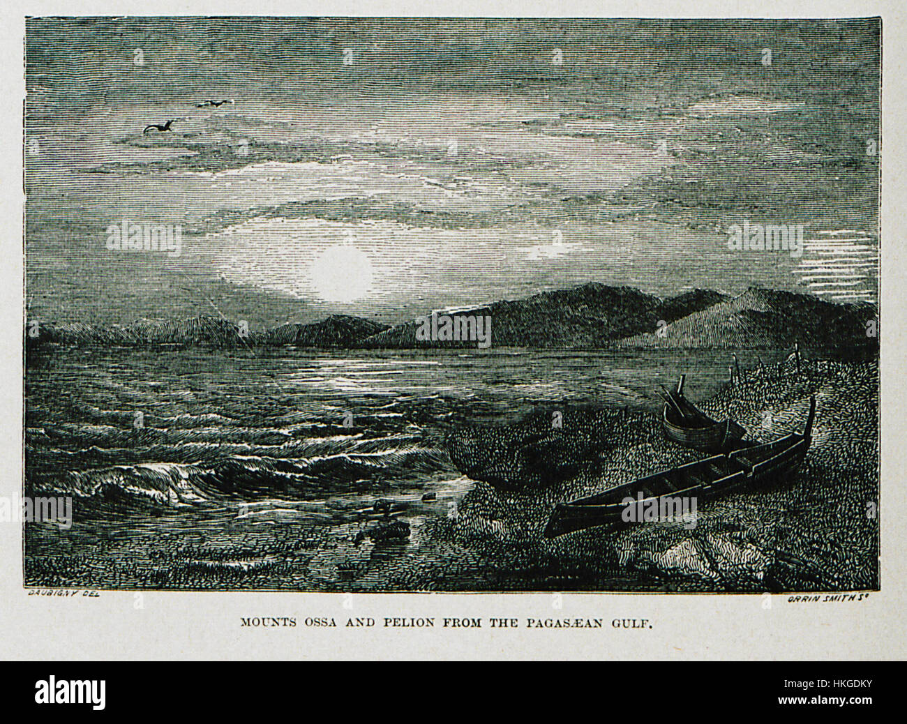 This 1882 painting by Christopher Wordsworth depicts Mounts Ossa and ...