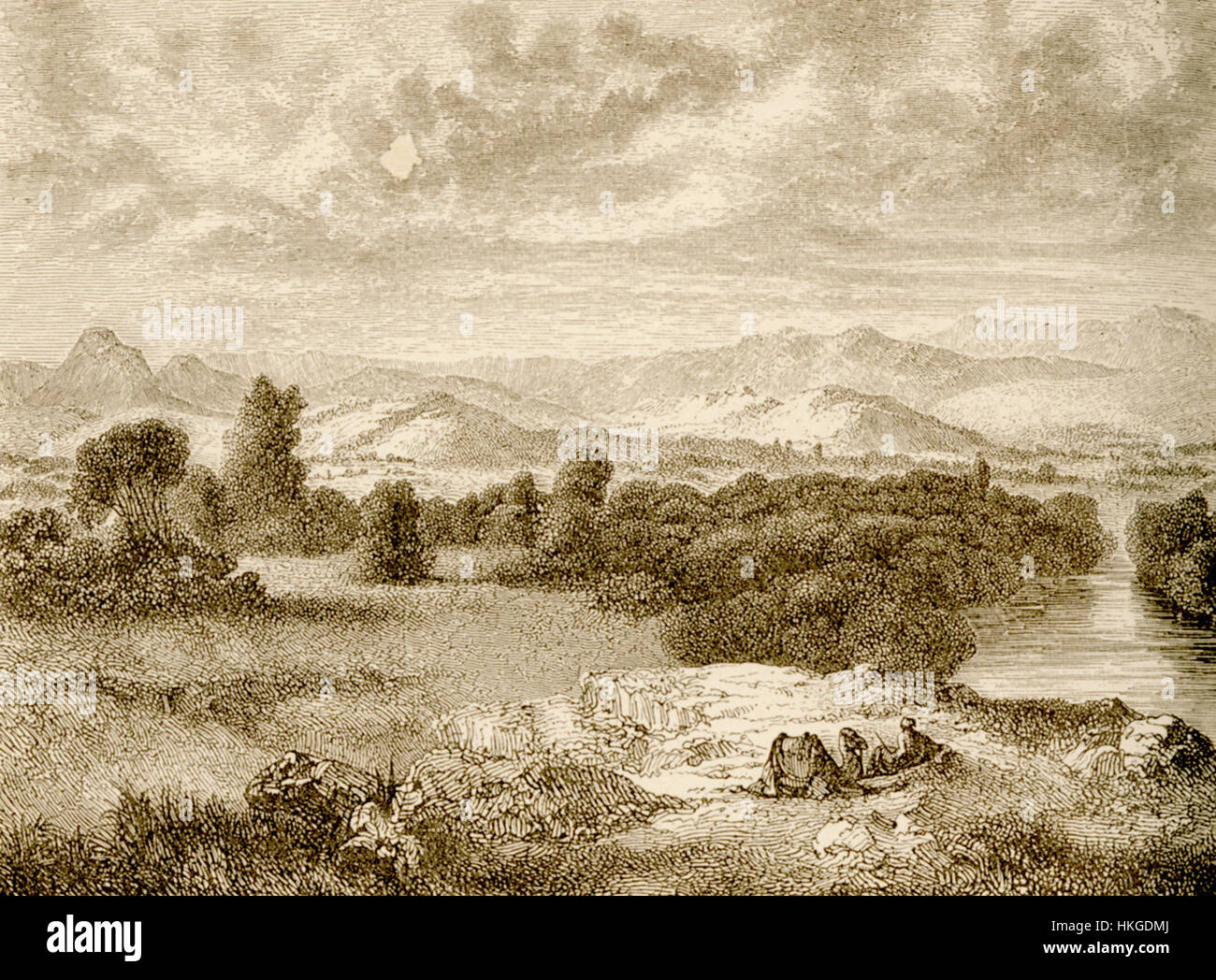 A painting by Christopher Wordsworth from 1882 depicting the Peneus ...