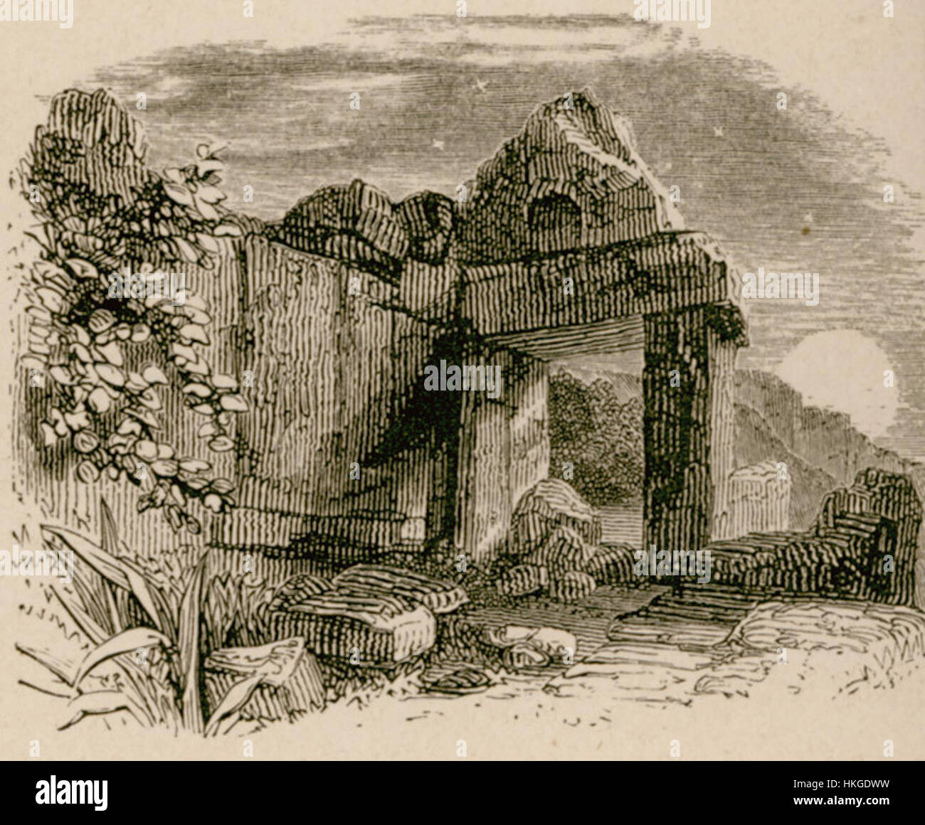 An 1882 artwork by Christopher Wordsworth depicting the Postern at ...