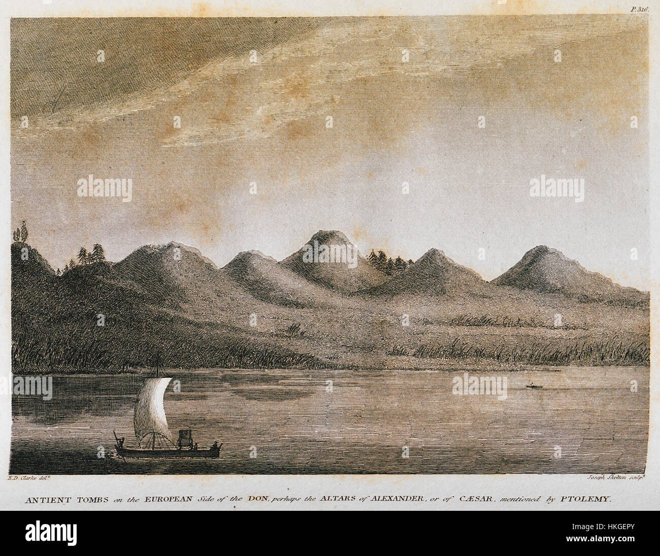 An 1810 painting by Edward Daniel Clarke, depicting the ancient tombs ...