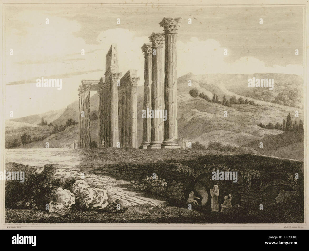 This painting by Edward Daniel Clarke depicts the ruins of the Temple ...