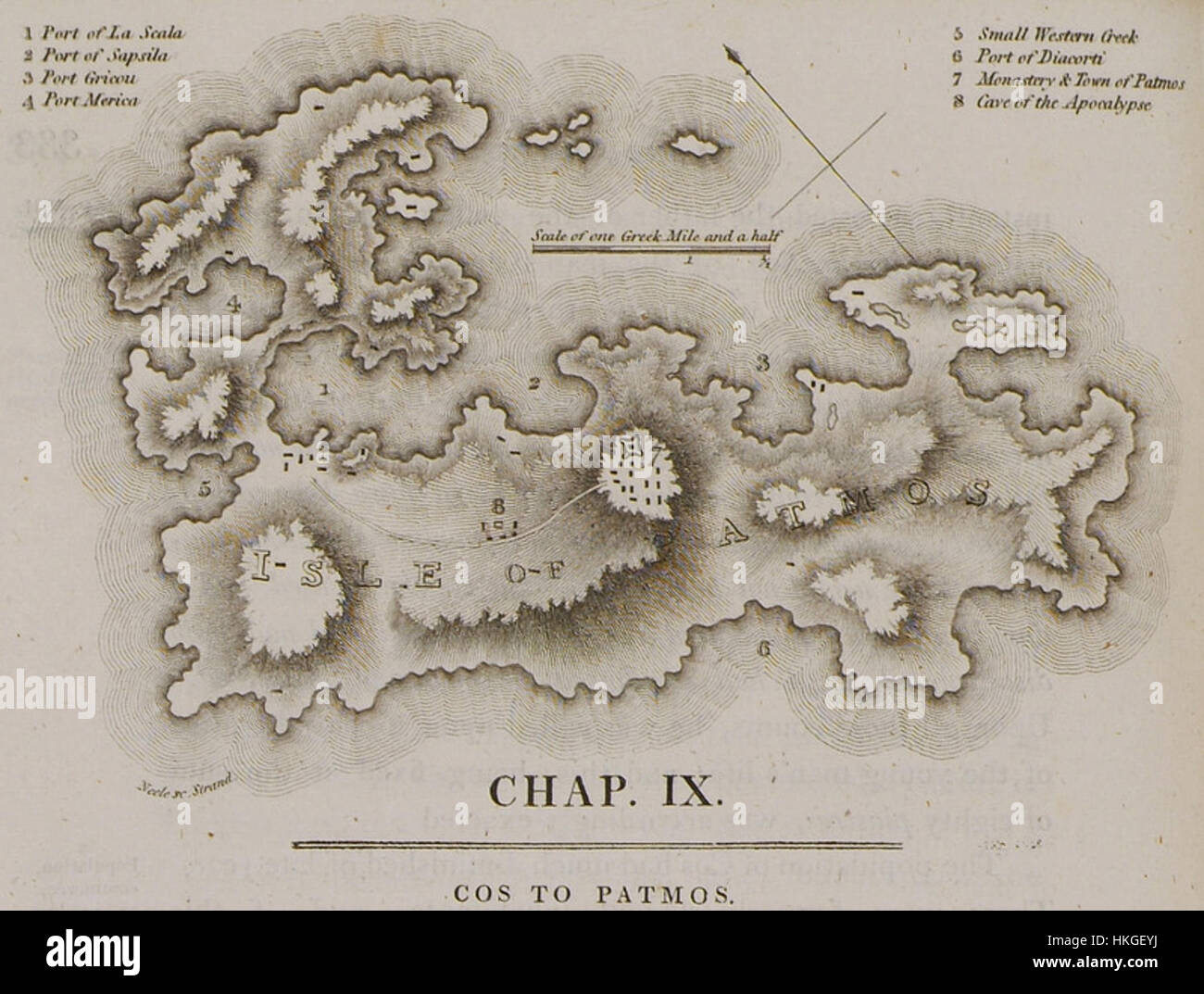A map of Patmos, created by Edward Daniel Clarke in 1813, showcases the ...