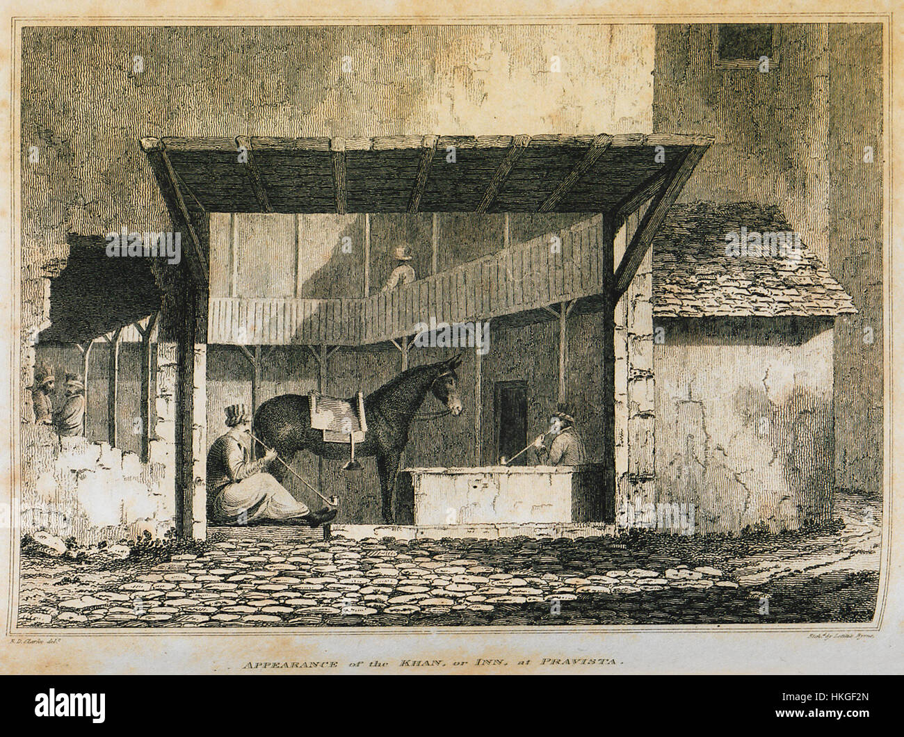Edward Daniel Clarke’s 1816 painting depicts the Khan or Inn near ...