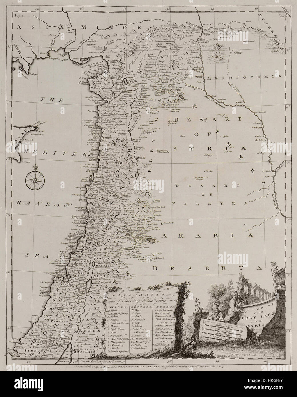 This map, created by Richard Pococke in 1745, depicts the Holy Land and ...