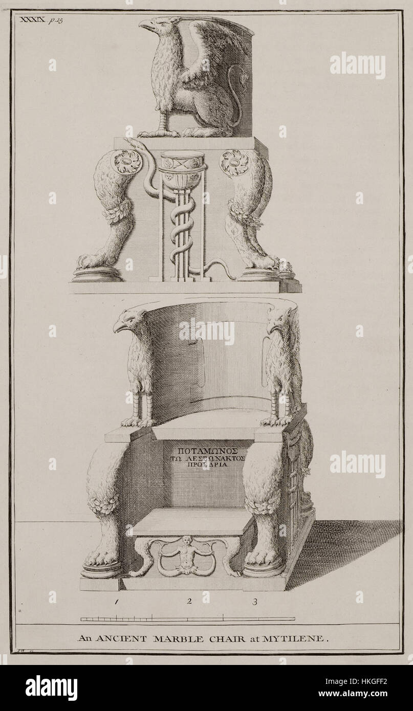 Richard Pococke's 1745 illustration of an ancient marble chair from ...