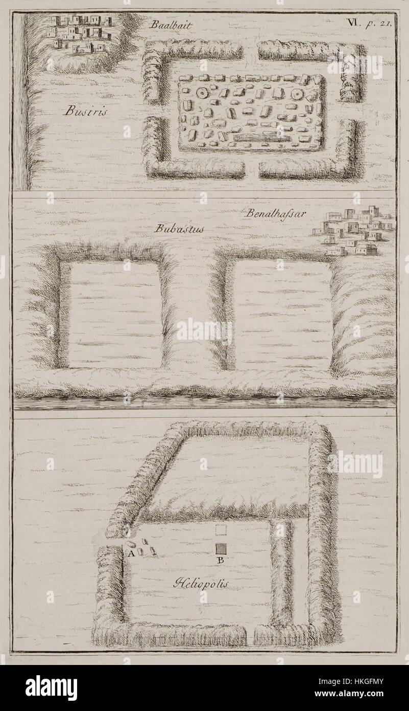 Richard Pococke's 1743 map details the ruins of the Temple of Isis in ...