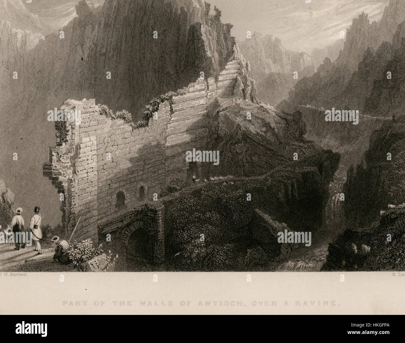 An 1836 painting depicting part of the ancient walls of Antioch ...