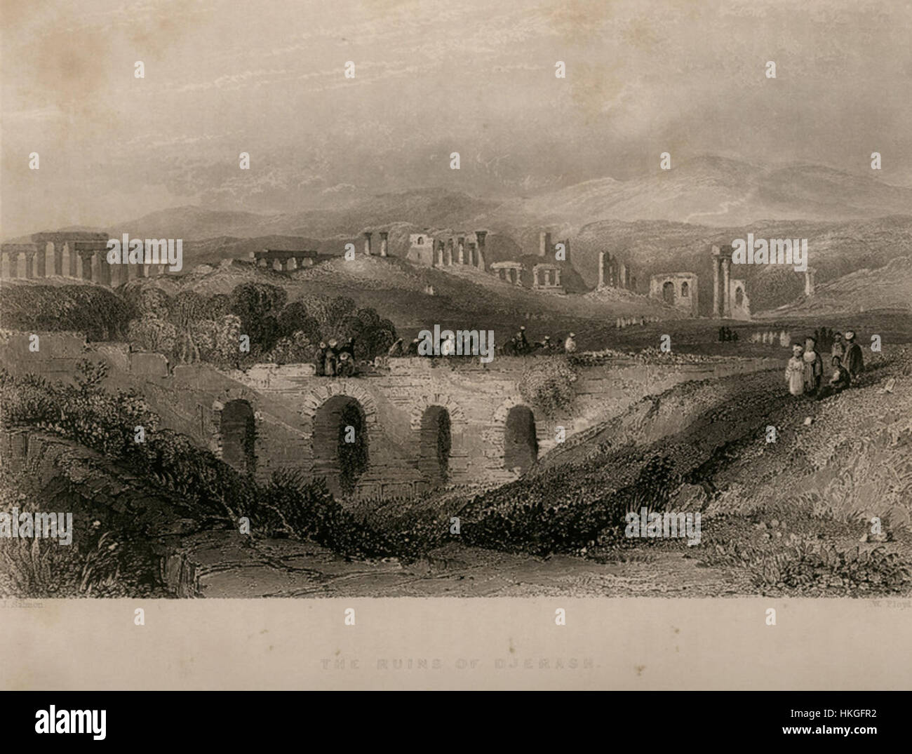This 1836 painting by John Carne depicts the ruins of Djerash, an ...