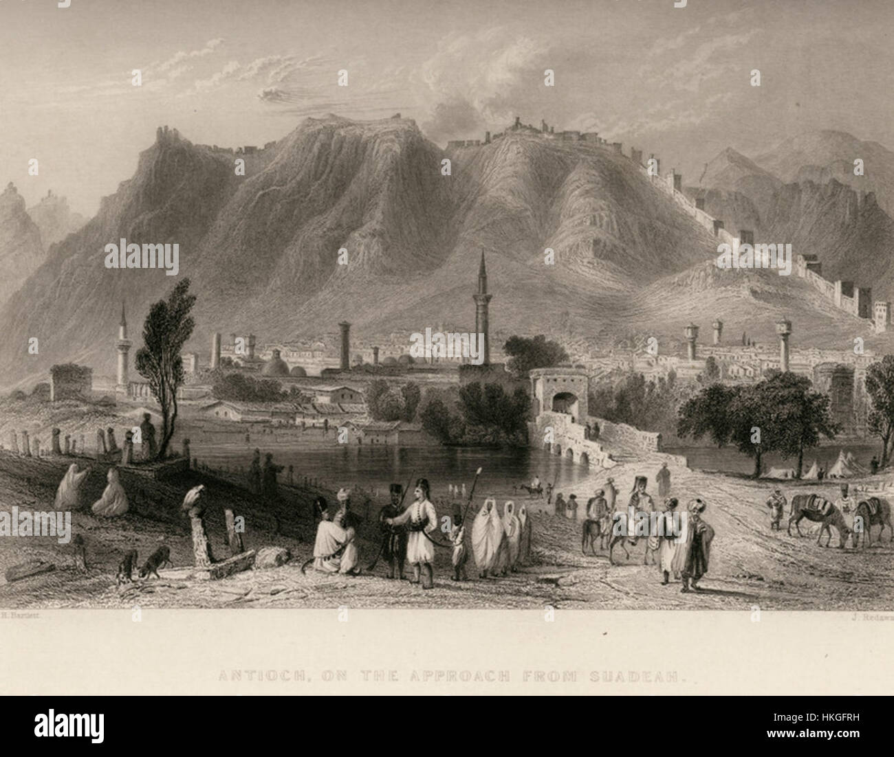 John Carne’s 1836 painting depicts the approach to Antioch from Suadeh ...