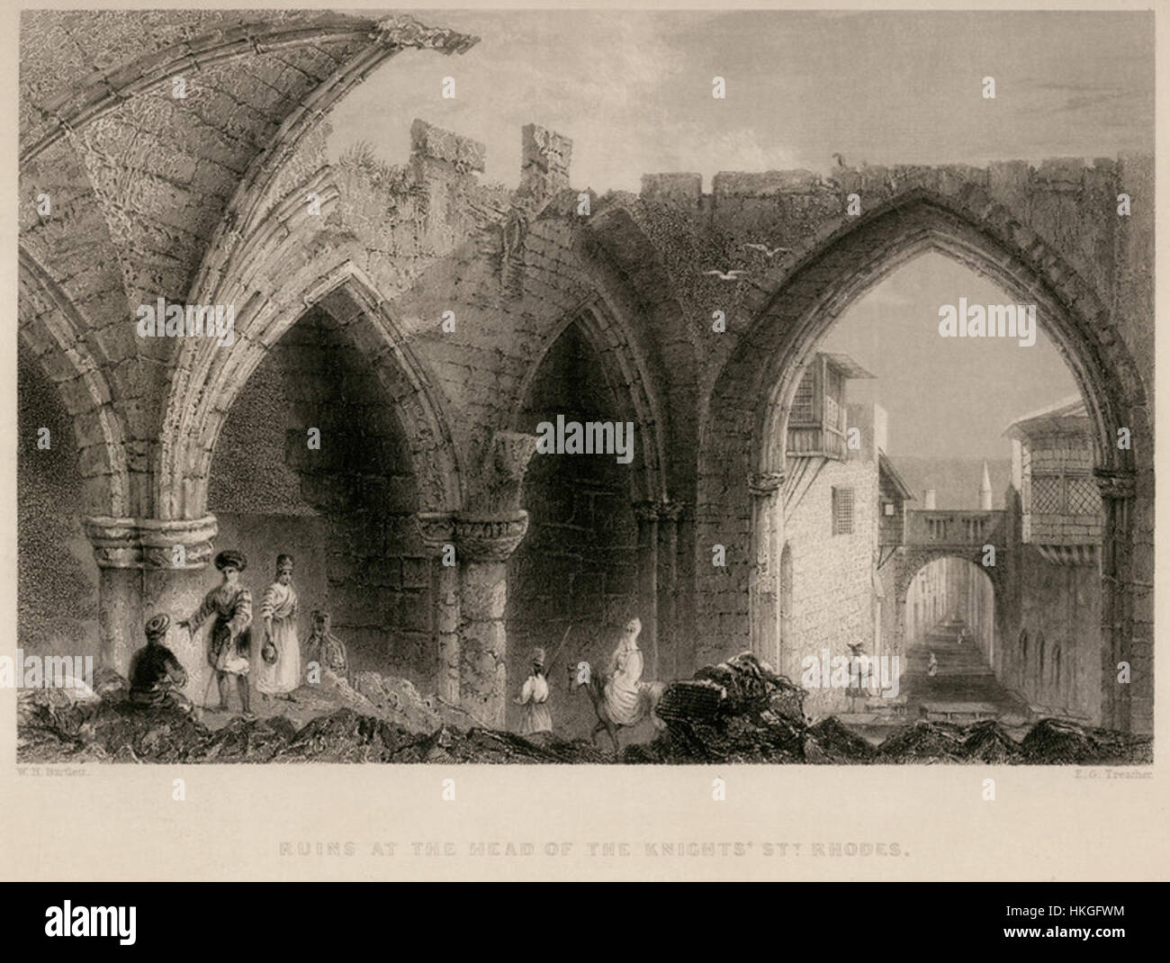 John Carne's 1836 painting depicts the ruins at the head of Knight's ...