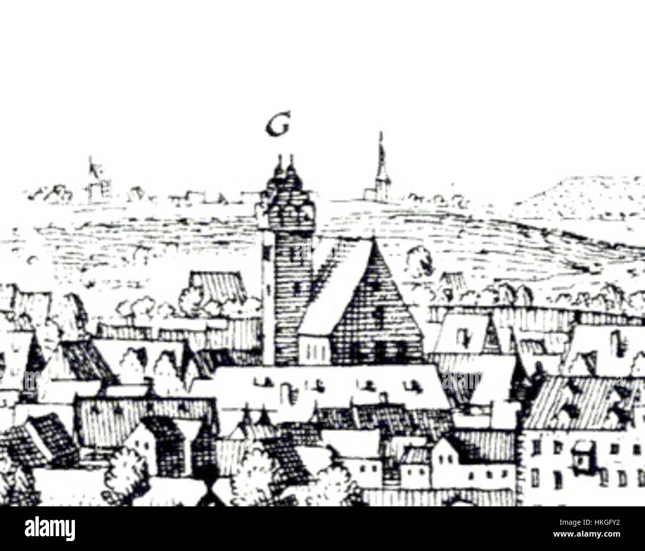 This engraving from the 1650 Merian series shows the Nikolaikirche in ...