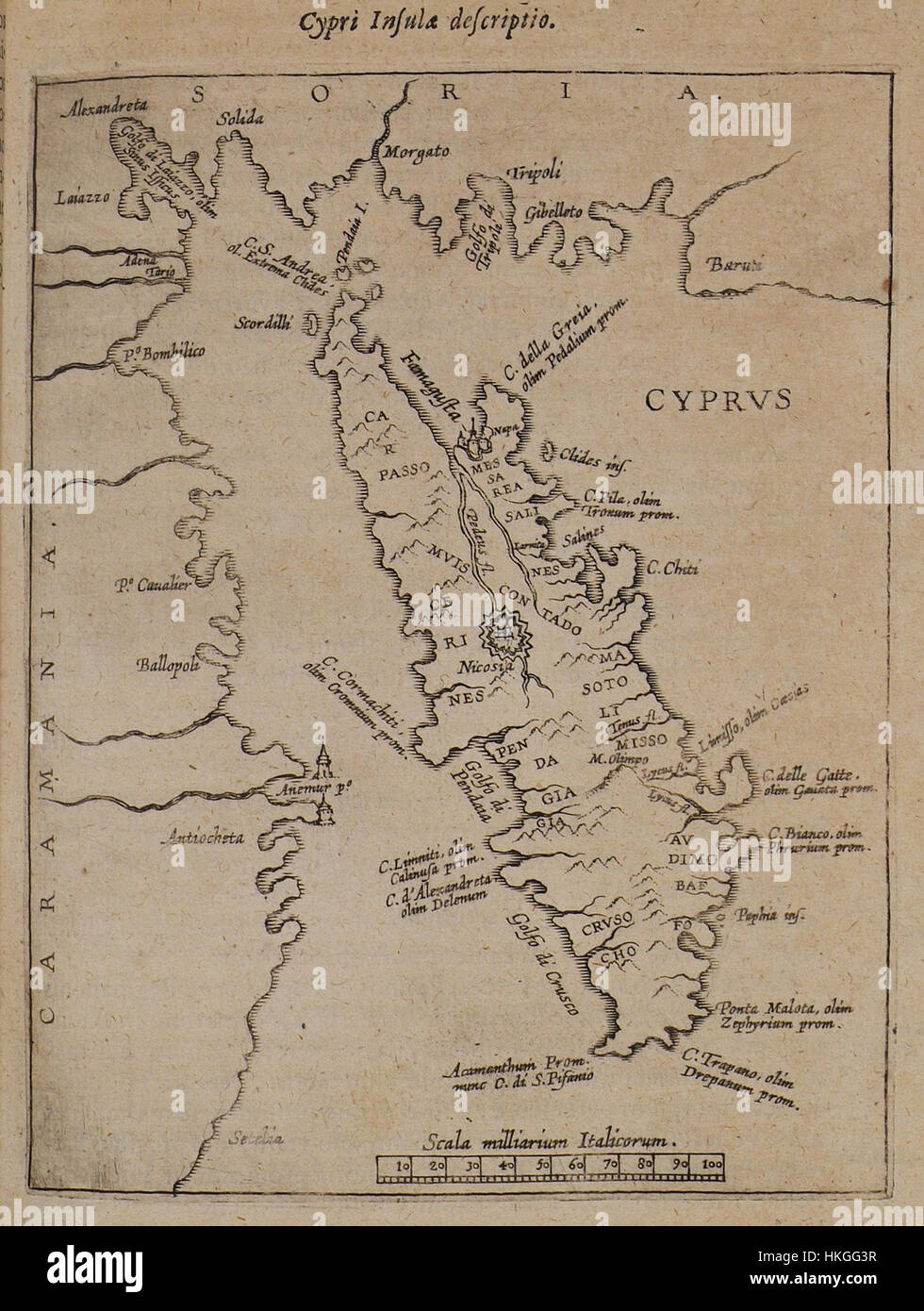 A 1619 map of Cyprus by Cootwijck Johannes Van, showcasing the island's ...