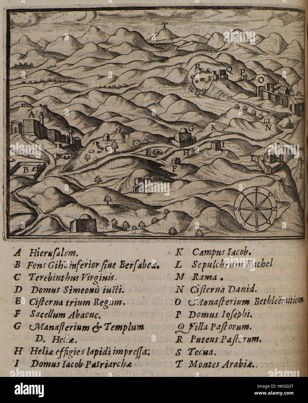 A 1619 map by Johannes Van Cootwijck, showing holy sites along the ...