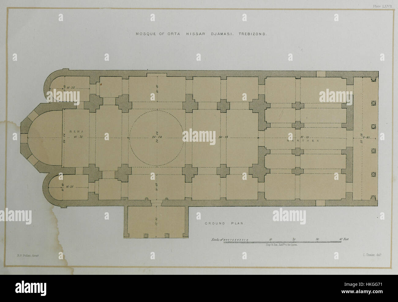 This ground plan by Charles Texier depicts the Mosque of Orta Hissar in ...