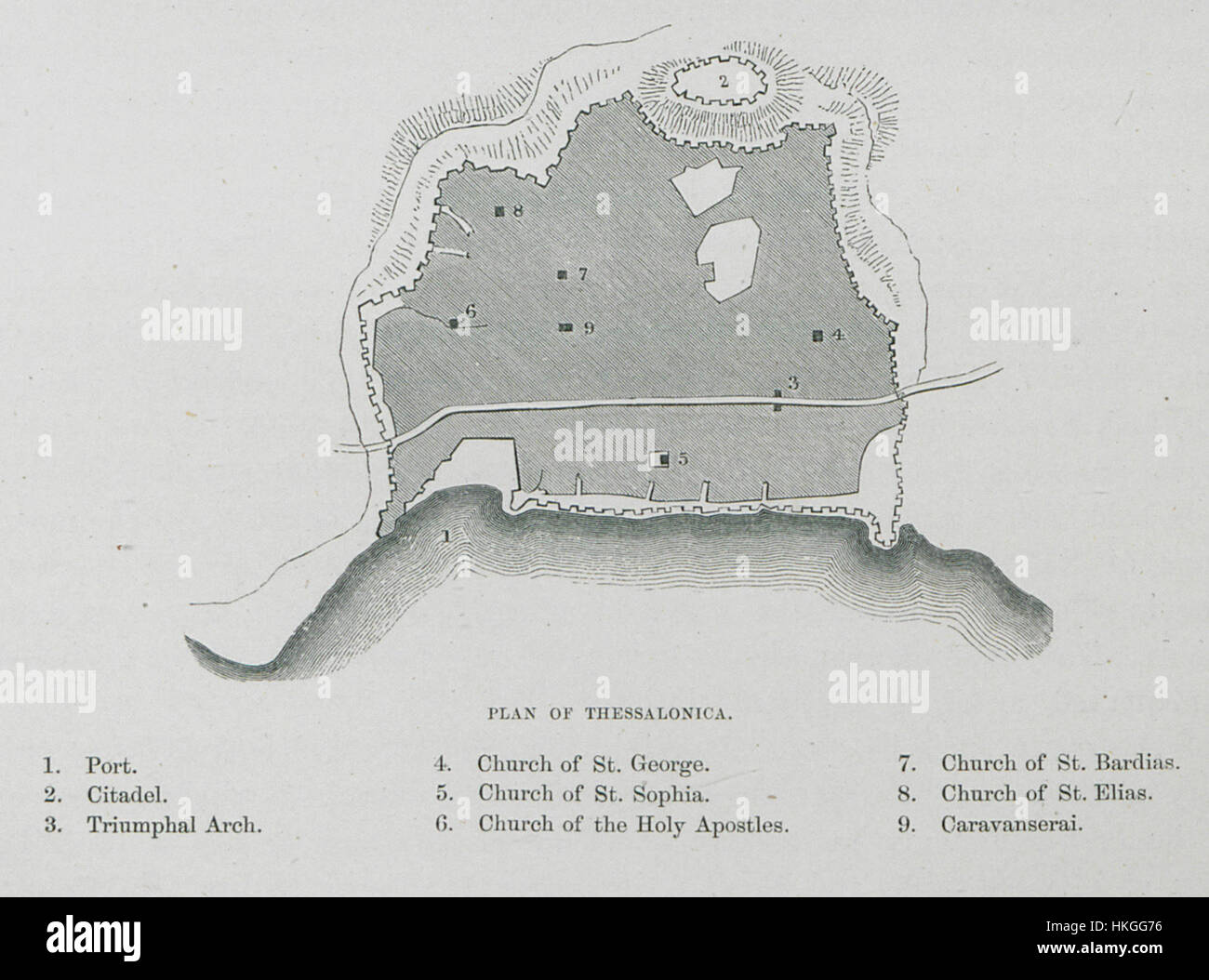 A detailed 1864 map by Charles Texier of Thessalonica, offering ...