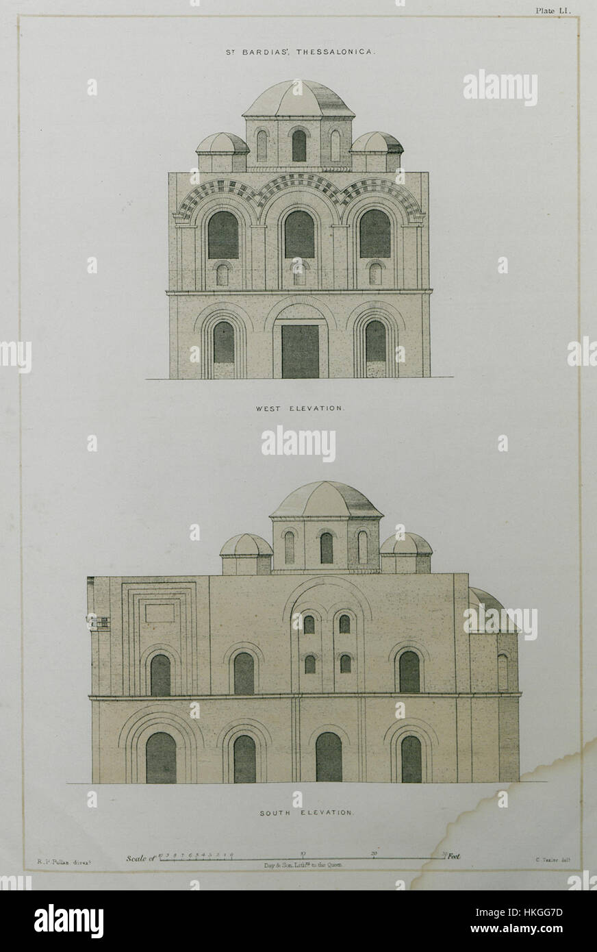 A 19th-century architectural drawing by Charles Texier of St. Bardias ...