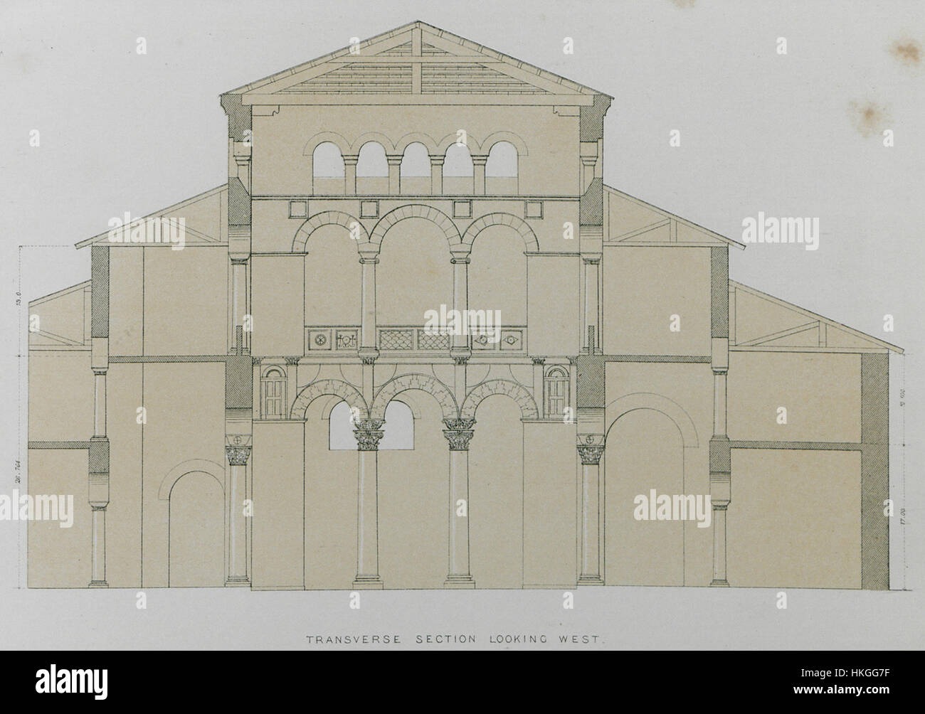 A 1864 artwork by Charles Texier depicting the transverse section of St ...