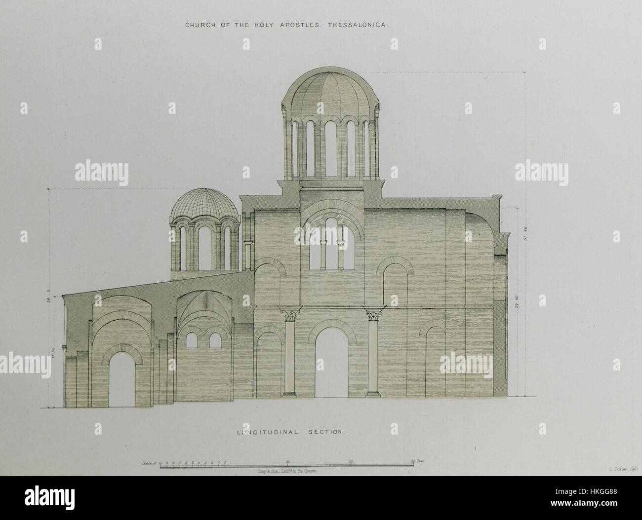 This 1864 drawing by Charles Texier shows the longitudinal section of ...