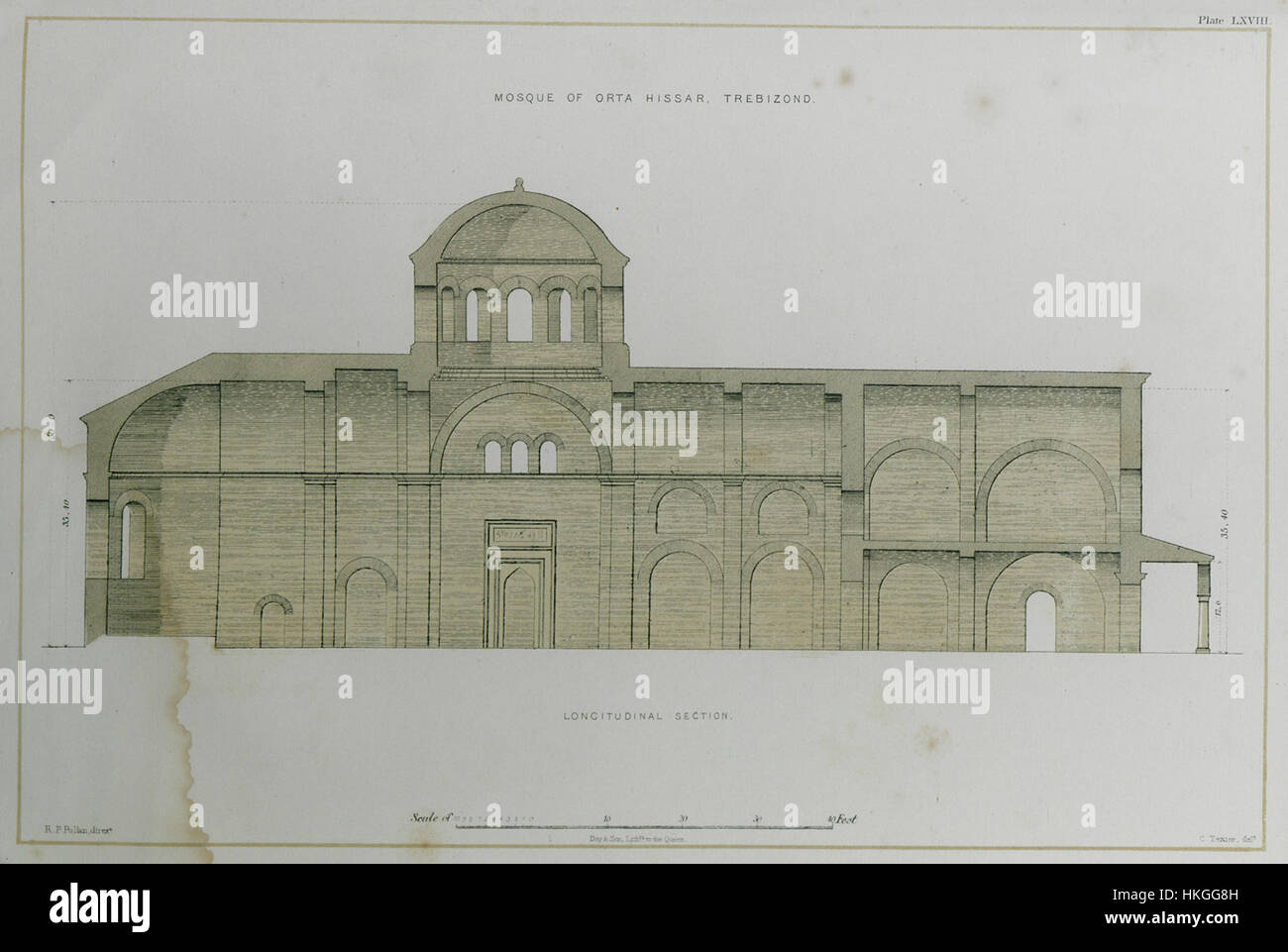 The 1864 longitudinal section of the Mosque of Orta Hissar Djamasi in ...