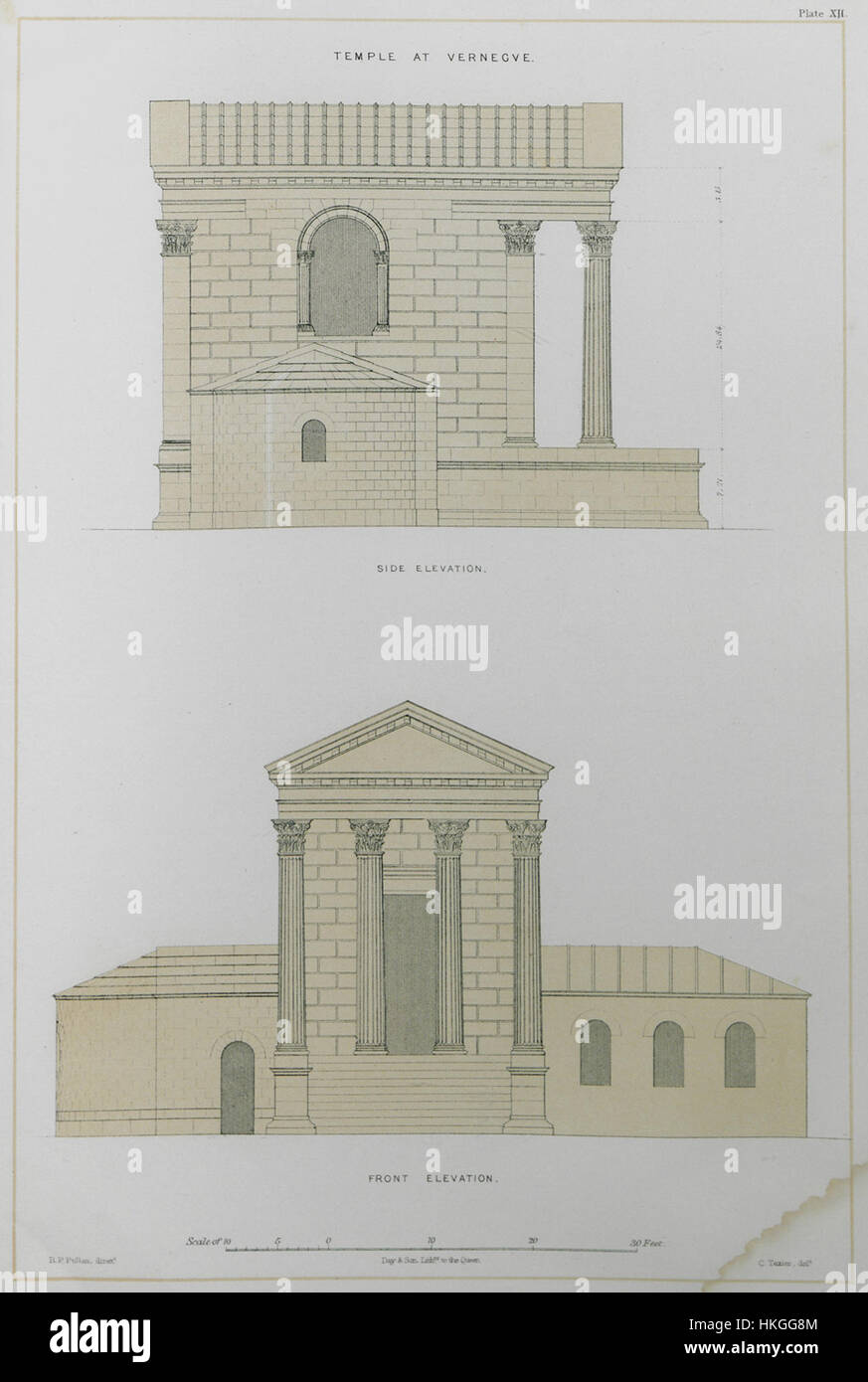 Texier Charles’ 1864 plan of the Temple at Vernegue offers a precise and detailed architectural ...