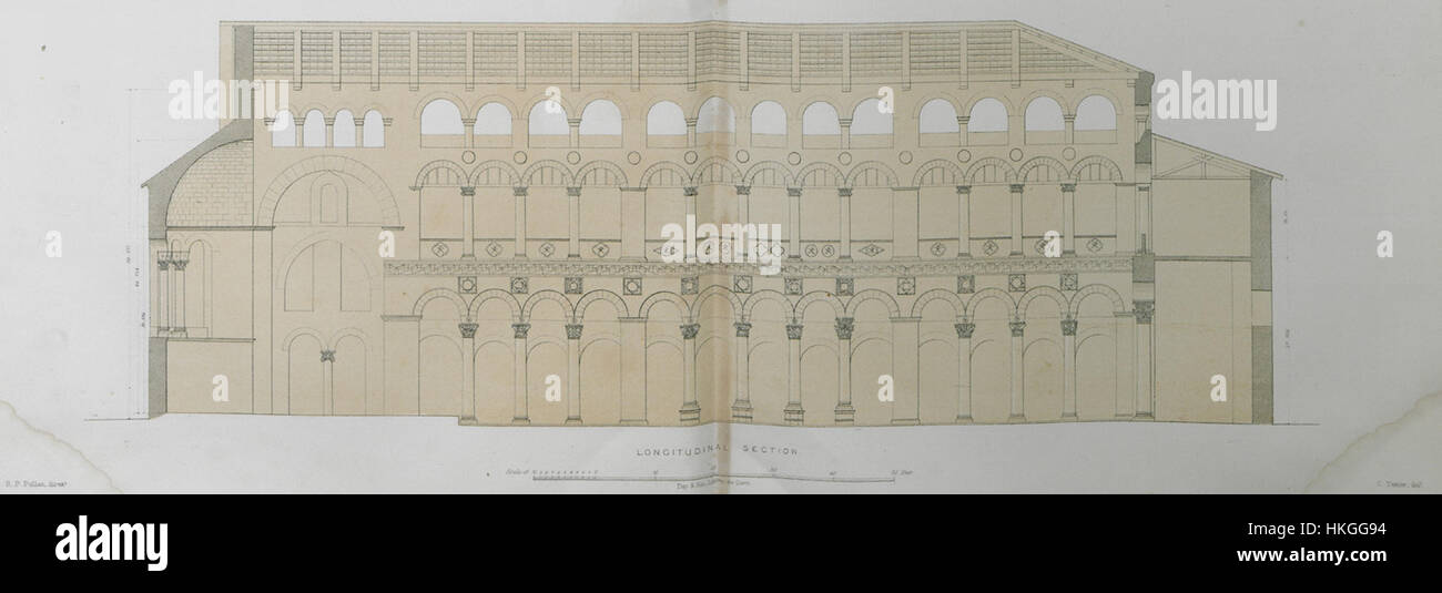 St Demetrius, Thessalonica Longitudinal section Texier Charles 1864 ...