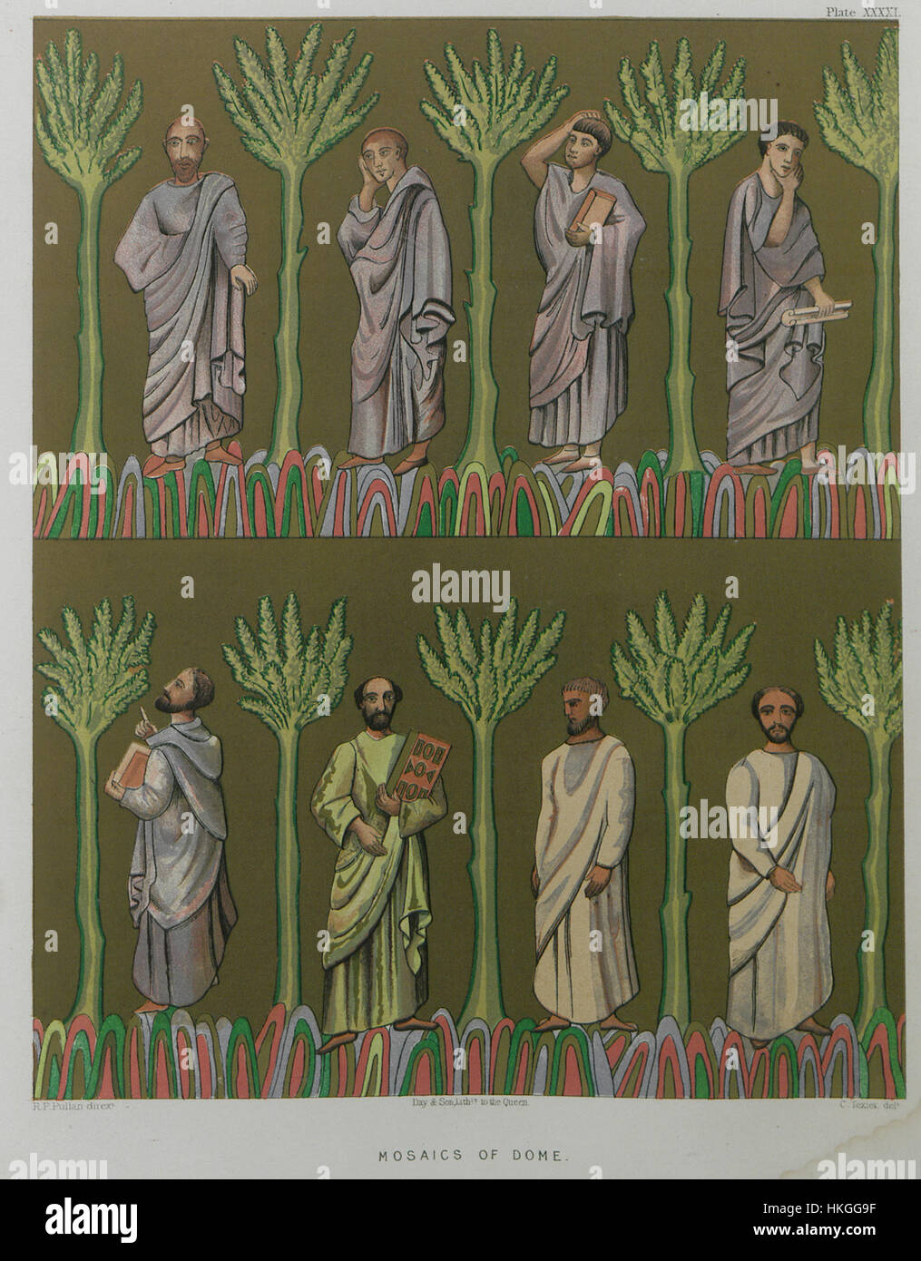 This 1864 artwork by Charles Texier features mosaics from the dome of ...