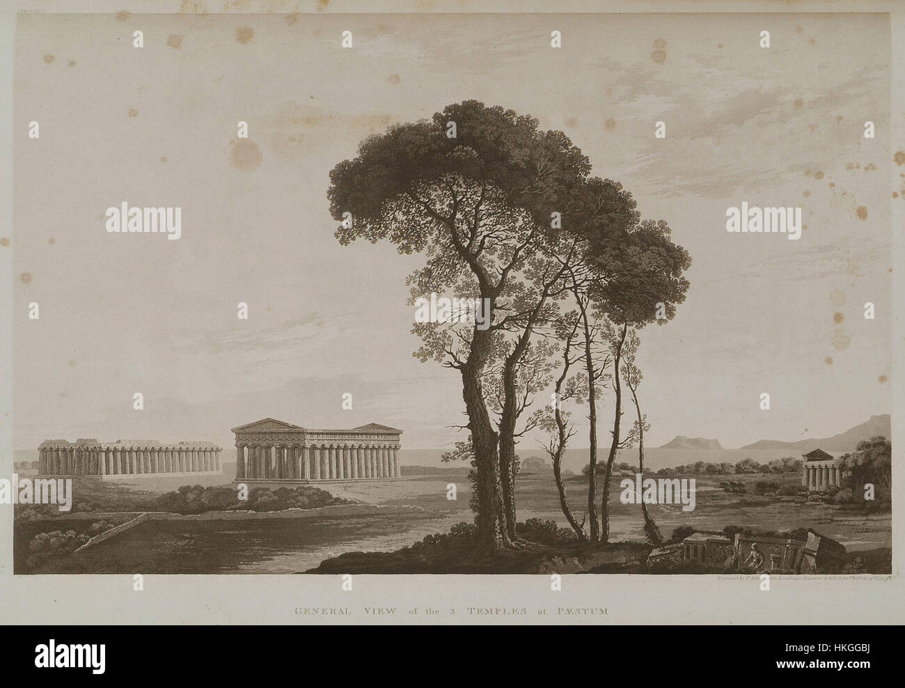 A 1807 painting by William Wilkins depicting the three ancient temples ...