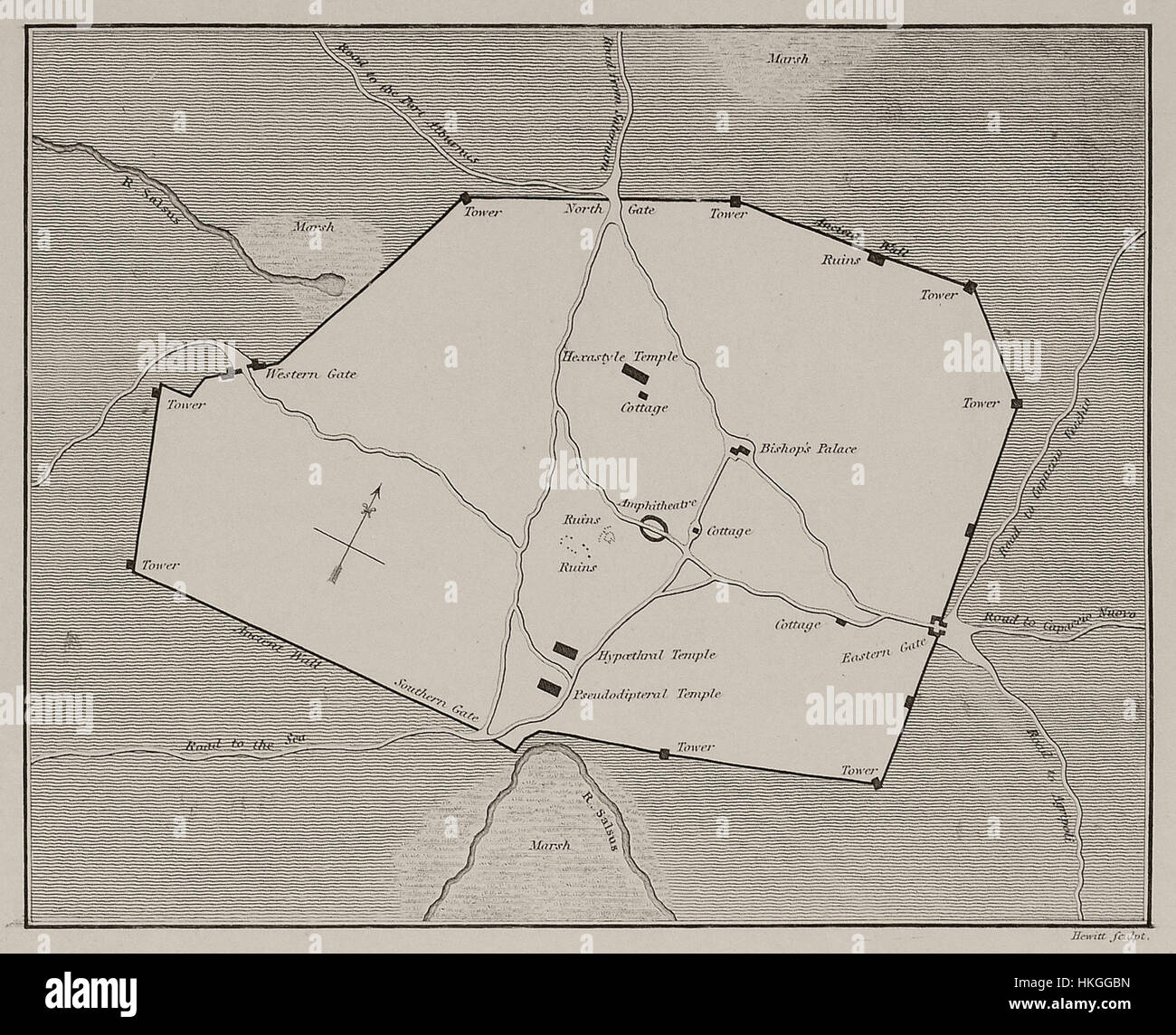 This map of Paestum, created by William Wilkins in 1807, provides a ...