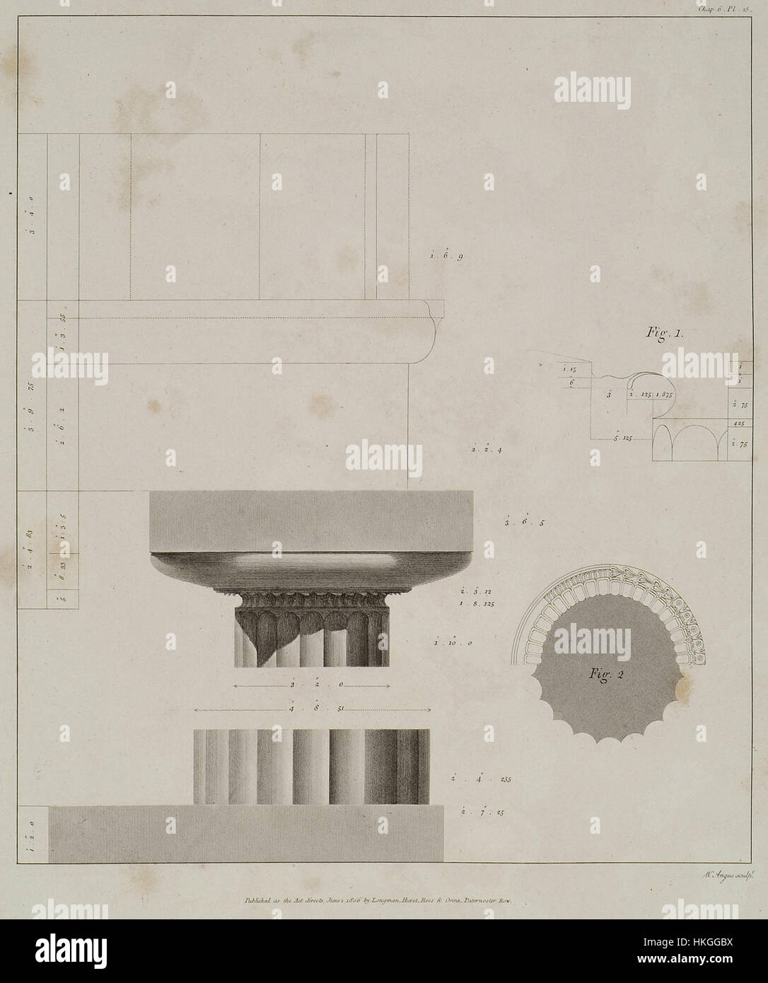 A detailed illustration from William Wilkins' 1807 work, showcasing ...