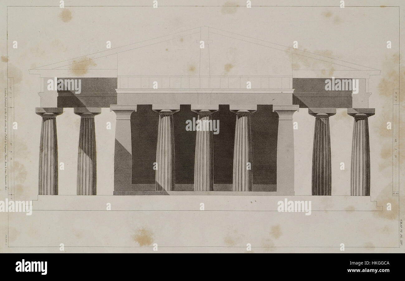 William Wilkins’ 1807 drawing 'Section through the Pronaos' presents a ...