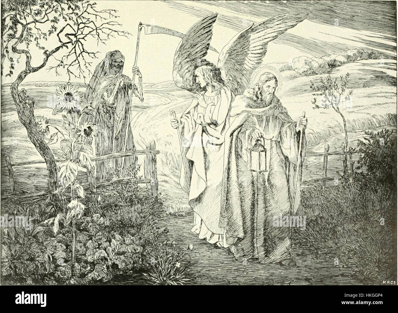 'Wanderer, Tod und Engel' is a powerful painting depicting a wanderer ...