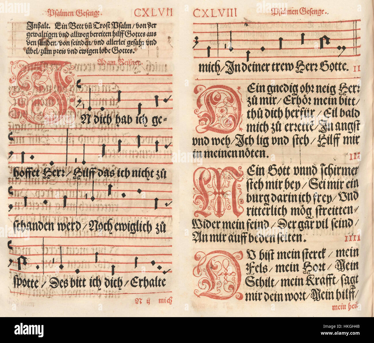 A page from the 1560 Kirchen Gesangbuch (Church Hymnal) in Strasbourg ...