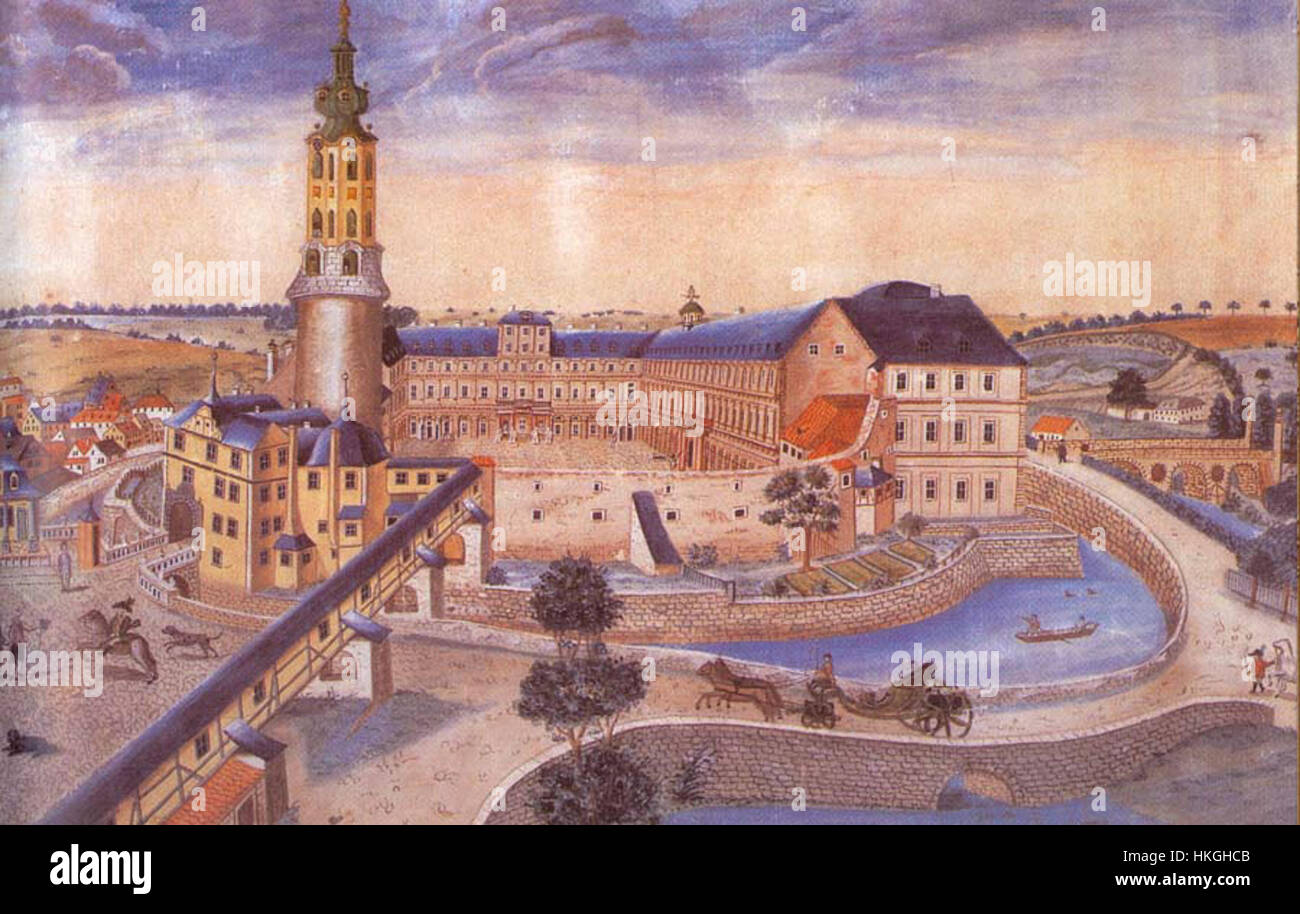 The 1730 painting 'Weimar Wilhelmsburg' portrays the architectural ...