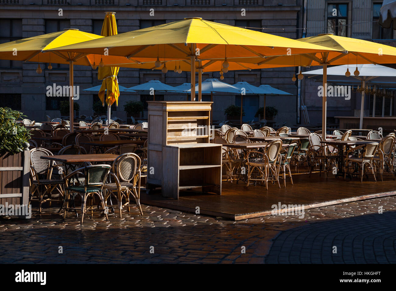 Street cafe on the square of old town (Riga, Latvia Stock Photo - Alamy