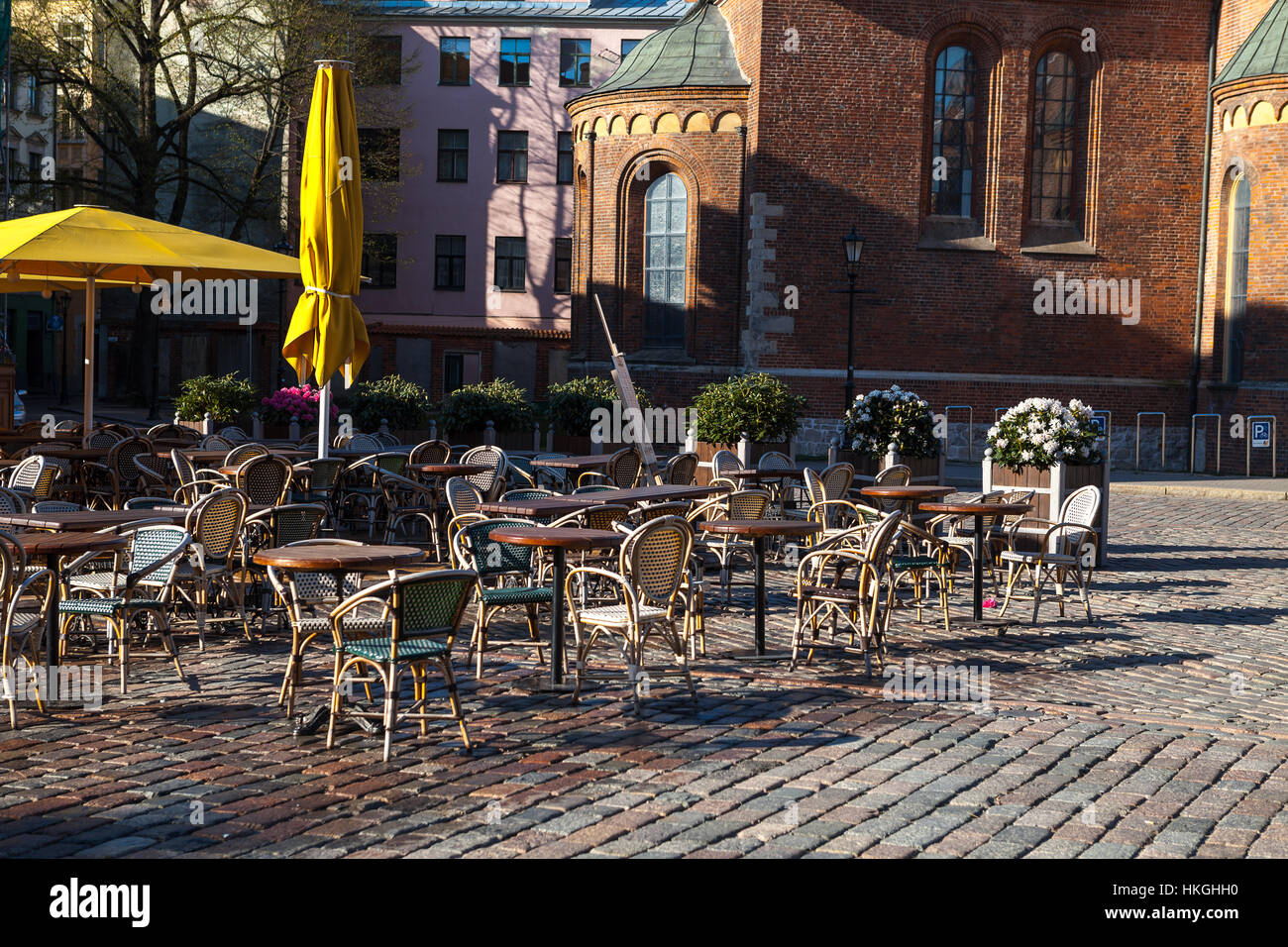 Street cafe on the square of old town (Riga, Latvia Stock Photo - Alamy