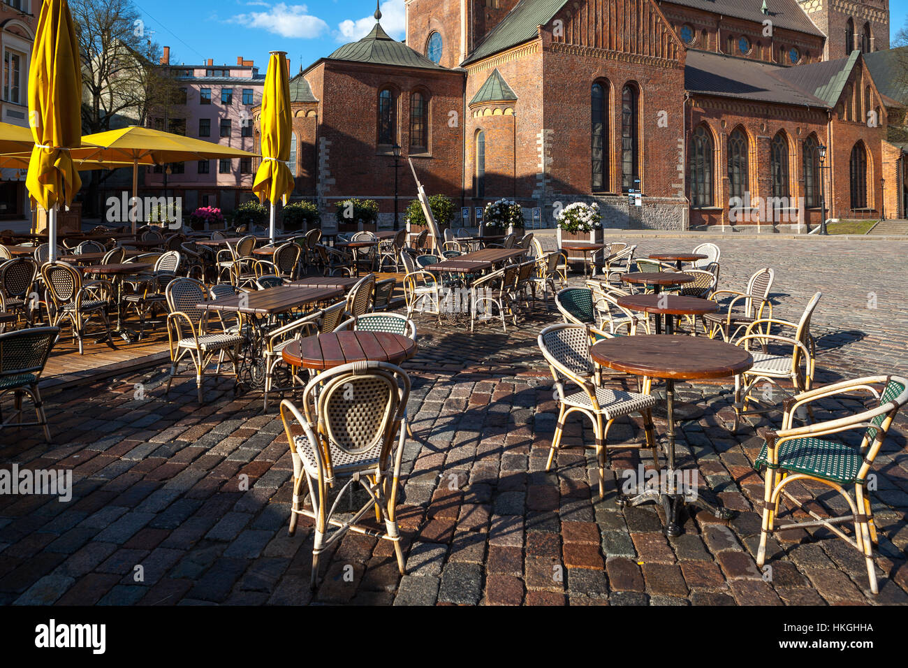 Street cafe on the square of old town (Riga, Latvia Stock Photo - Alamy
