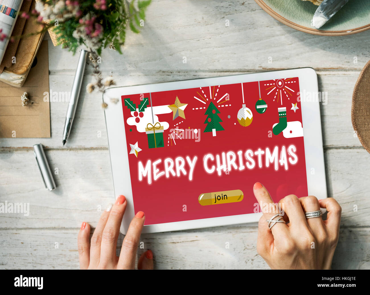 Merry Christmas Happy Celebration Concept Stock Photo - Alamy