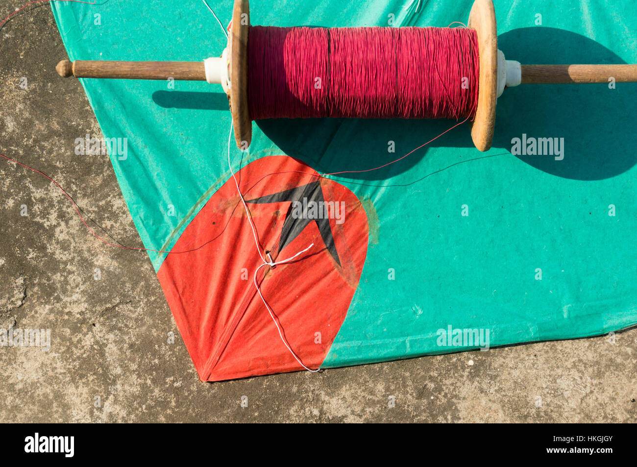 Kite and manja thread for kite fighting. This is a popular sport in ...