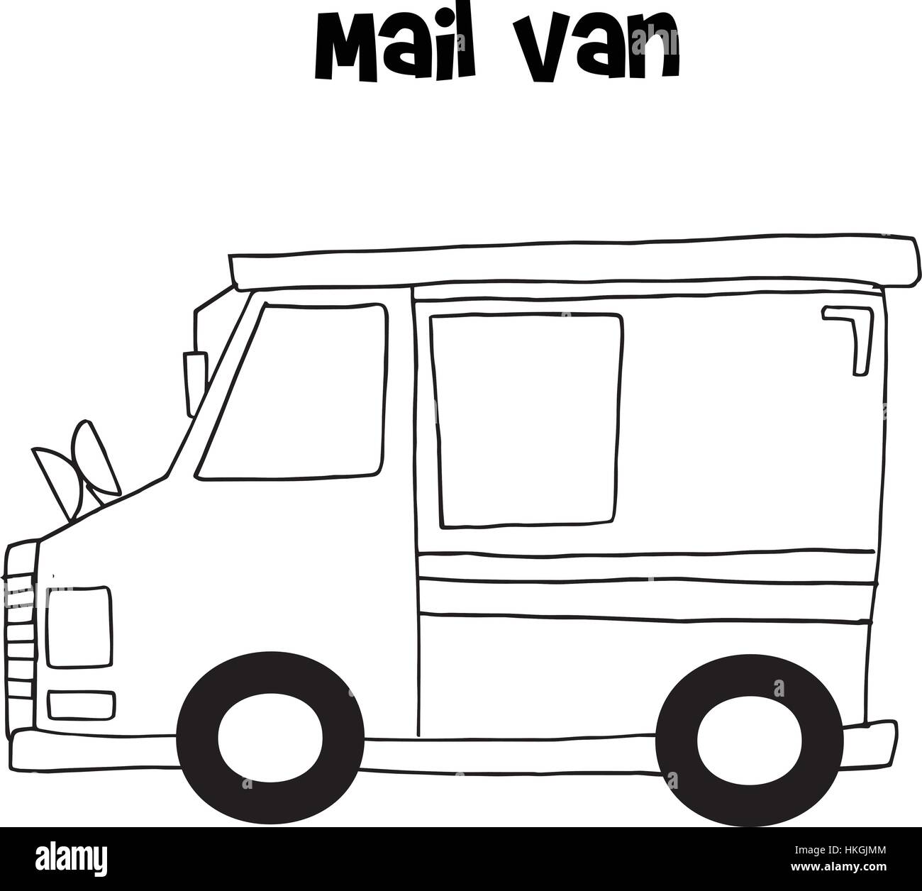 Mail van hand draw of vector Stock Vector Image & Art - Alamy