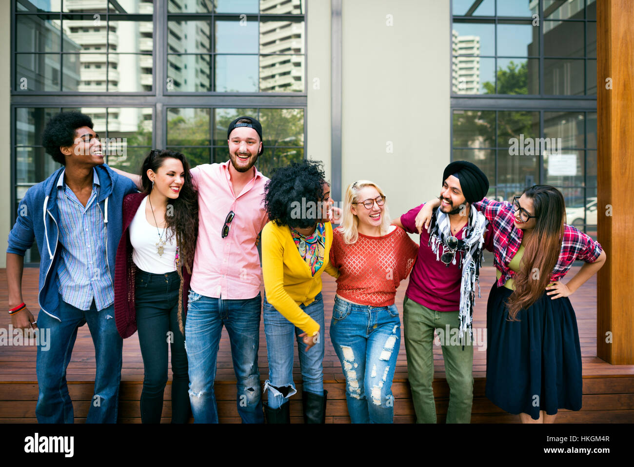 College Students Teamwork Happiness Smiling Concept Stock Photo - Alamy