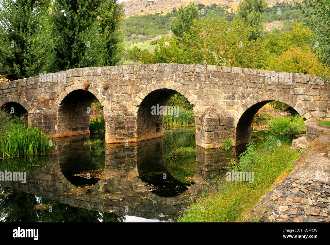 The roman bridge over the Sever River in Portagem, Alentejo, Portugal ...